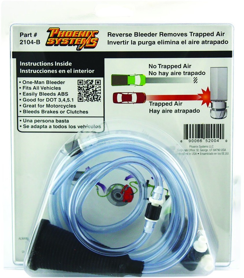 Reverse Brake Bleeder Tool, Phoenix V-5 brake bleeder kit, 1 person ...