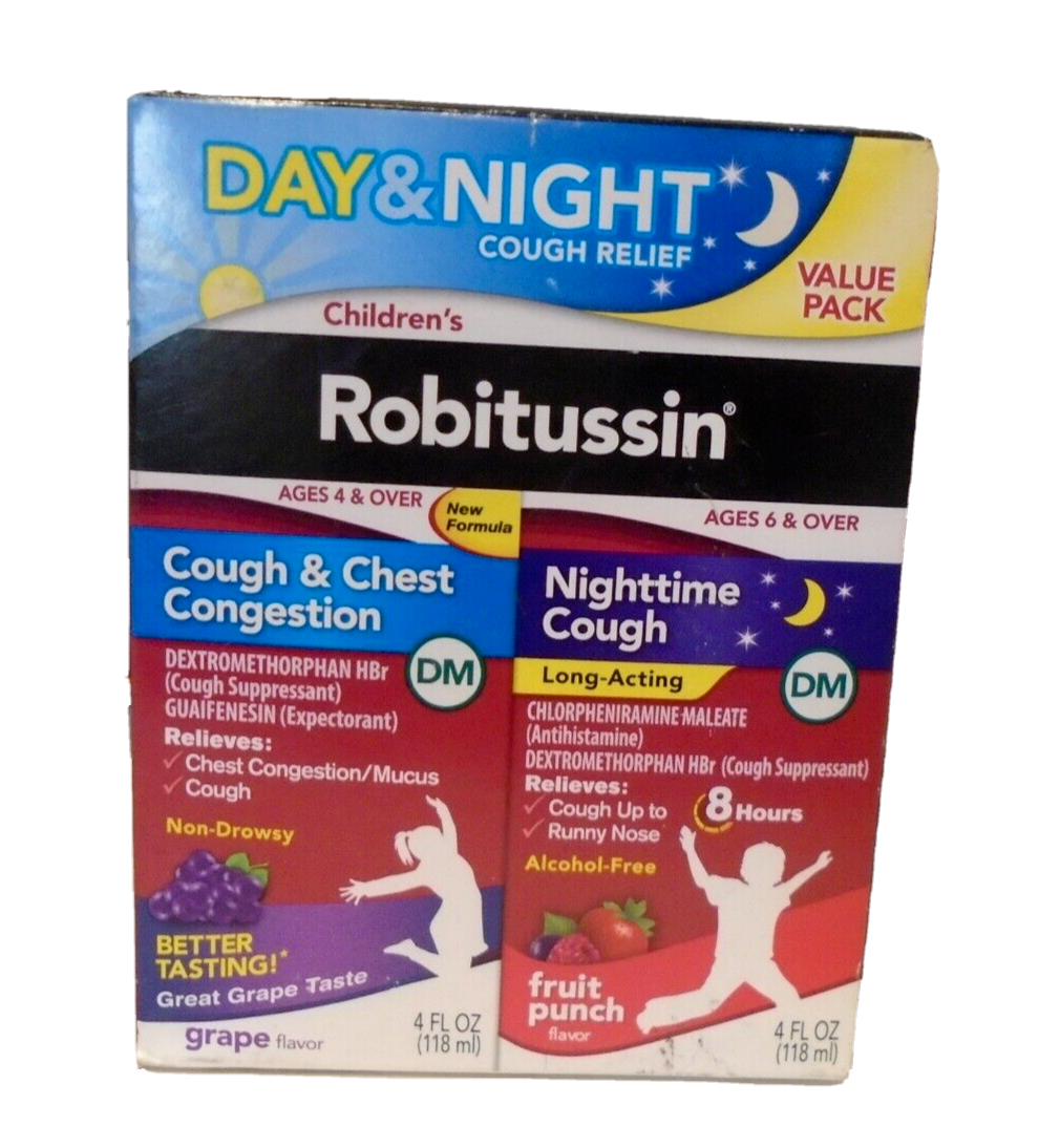 Children's Robitussin Day & Night Cough & Chest Congestion Grape 2-4 Fl ...