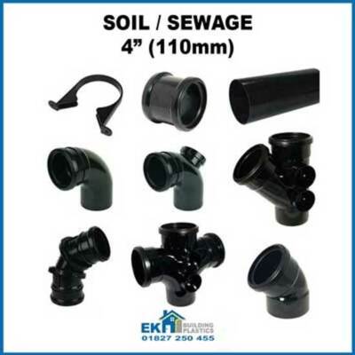 soil pipe fittings 4'' black 110mm pushfit stack , stench | eBay UK