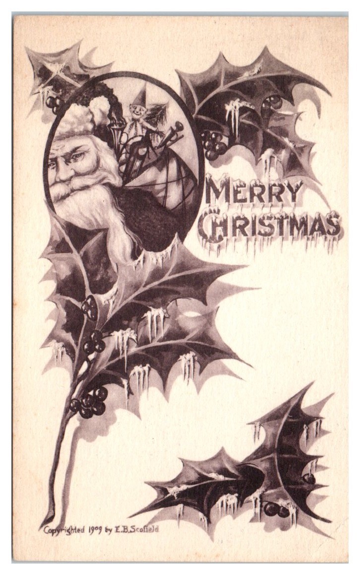 1909 Santa with Toy Sack Merry Christmas Schofield Signed Postcard | eBay