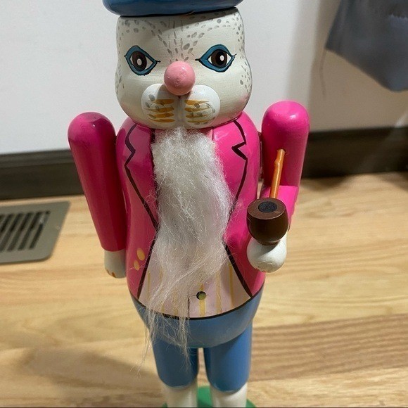Bunny Rabbit Nut Cracker Easter Decor Pipe Pink Blue Decorations | eBay UK