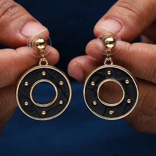 QVC Joan Rivers Black Croco Pattern Studded Hoop Earrings | eBay