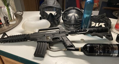 Paintball Gun Alpha Black W/ C02 Tank, Goggles, Helmets, Hopper | eBay