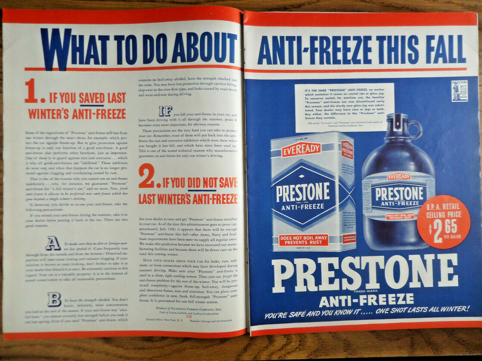 1942 Eveready Prestone Anti-Freeze Ad | eBay