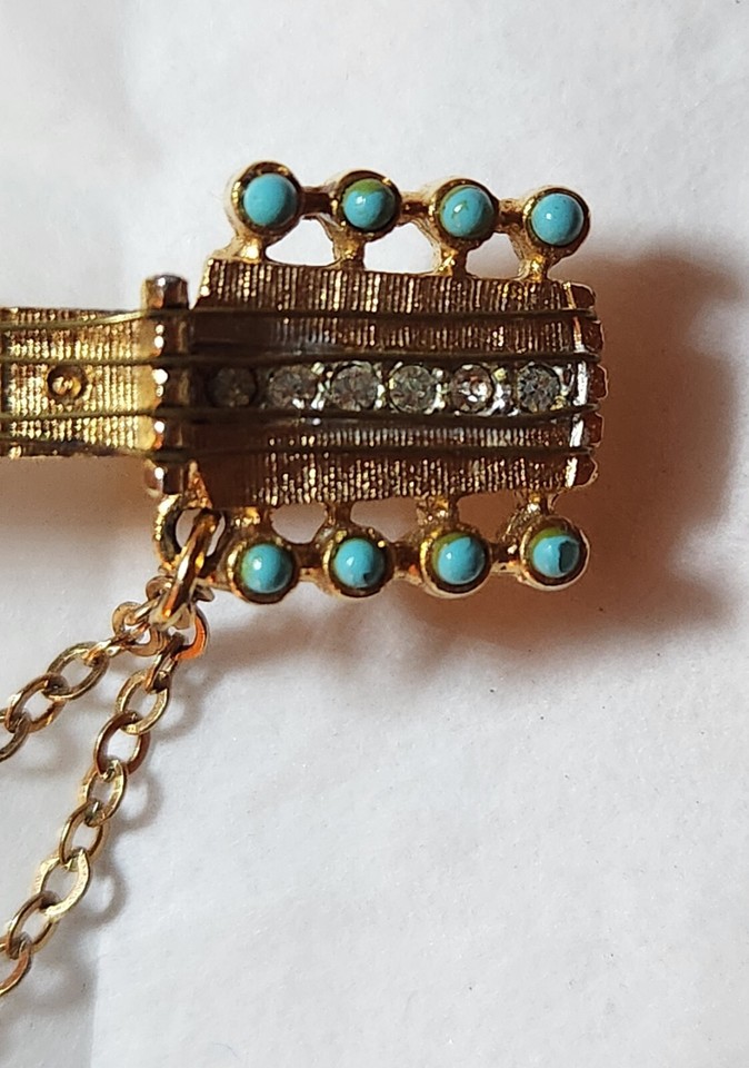 Rare Vintage MANDLE Mother of Pearl Jeweled Mandolin Instrument Brooch ...