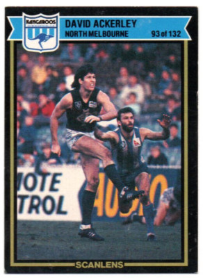 1987 AFL VFL SCANLENS FOOTBALL CARD - 93 David ACKERLEY (NORTH ...