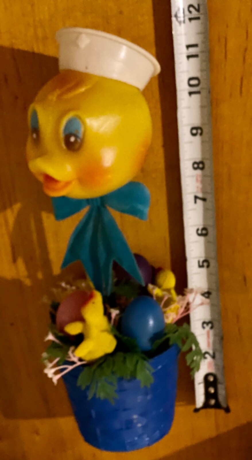 Rare Vintage 50s Easter Duck Chick In Basket Flocked Peeps Eggs Hong ...