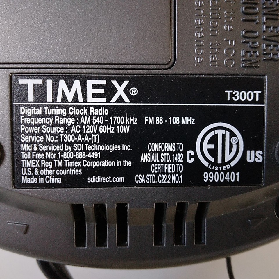 Timex T300T Gold Nature Sounds Alarm Clock Radio-Corded/Batt Bkup ...