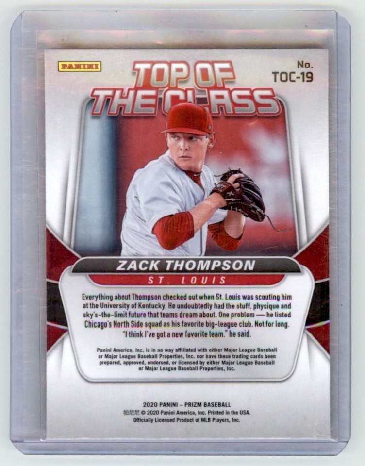 2020 Panini Prizm Top of The Class Zack Thompson St. Louis Cardinals # ...