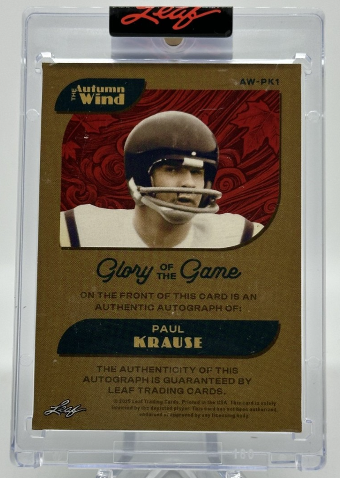 2025 Leaf Glory of the Game Footbal PAUL KRAUSE The Autumn Wind 3/3 ...