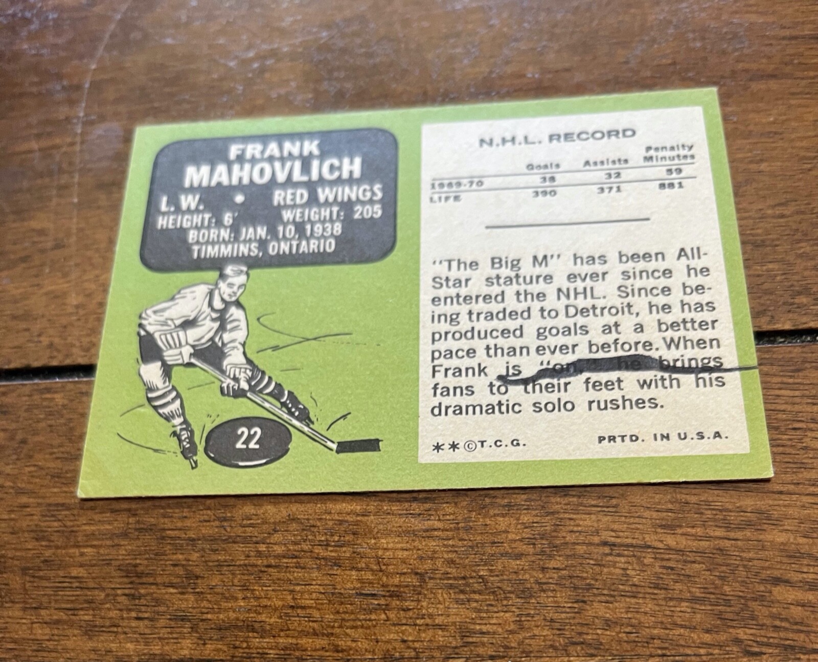1970 - 71 Topps #22 Frank Mahovlich Detroit Red Wings HOF | eBay