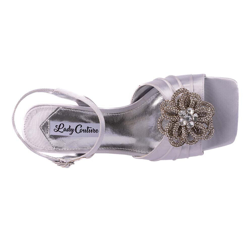 Lady Couture LILLY SILVER Strass Ornement Habillé Sandale Avec A 8.9cm ...
