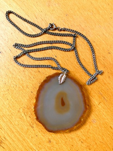 Sliced Agate Geode on Sterling Silver 925 Chain Necklace Pendant | eBay