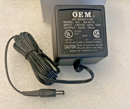 New OEM AC ADAPTOR AA-091A Input 120VAC 60Hz 15W Output 9VAC 1A | eBay