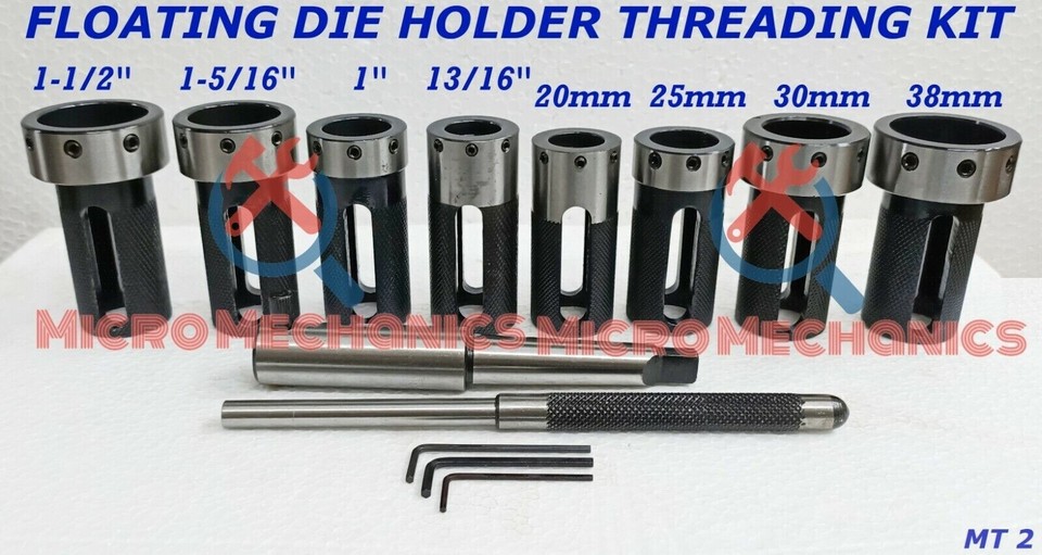 MT2 Lathe Tailstock Die Holder Set Floating Type 2MT Shank Threading ...