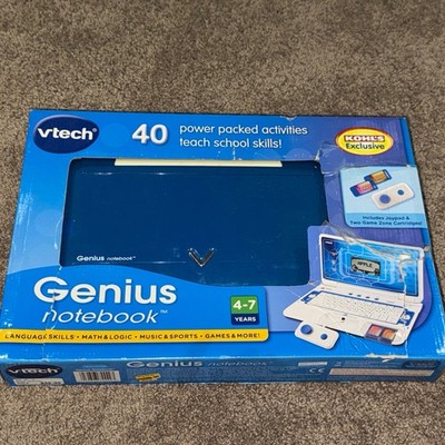 Vtech Genius Notebook Electronic Education Laptop 2 Cartridges New | eBay