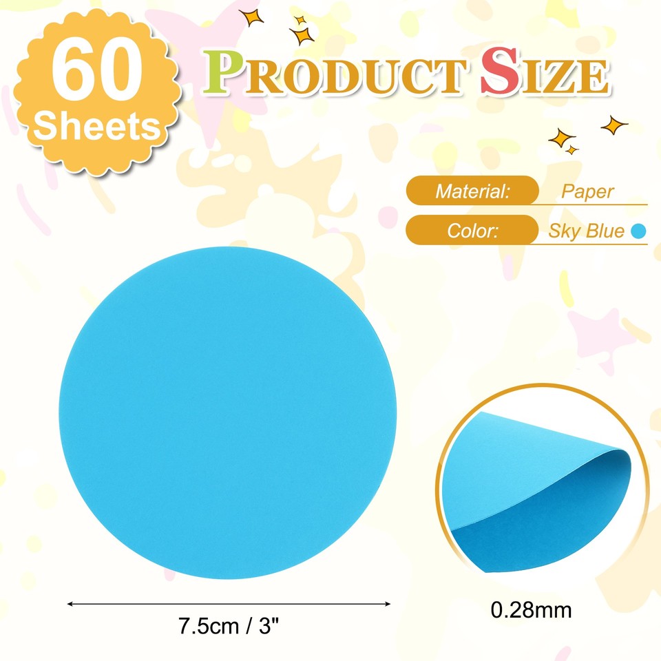 72 Sheet Circle Card Stock, 3" Round Cutouts Paper for Crafts, Sky Blue ...