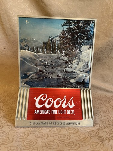 COORS BAR COUNTER TOP DISPLAY SIGN RECYCLED ALUMINIUM VTG 1970'S or 80 ...
