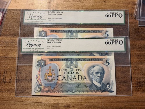 1979 Bank Of Canada 5$ Crow/Bouey Consecutive Pair - Legacy Unc66 - | eBay