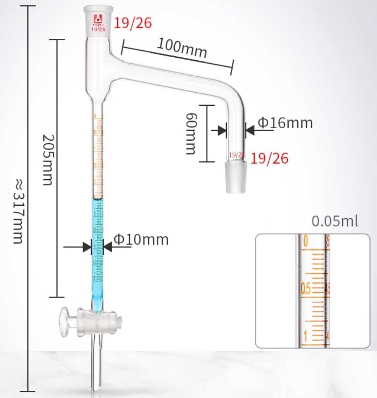 Glass 5ml Oil-Water Separator Lab Instrument PTFE or Glass Valve ...
