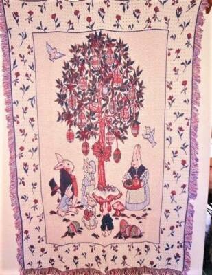 NWT Easter Egg Topiary Bunny Rabbits Afghan Throw Blanket | eBay