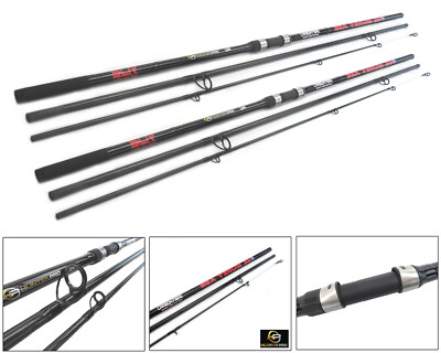 2 X Hunter Pro 12ft Carbon Beach Caster Rod Surf Casting Sea Fishing ...