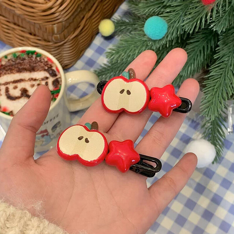 1Pc Cute Red Hair Clip Star Duckbill Clip Sweet Girl Hair Pin Bangs ...