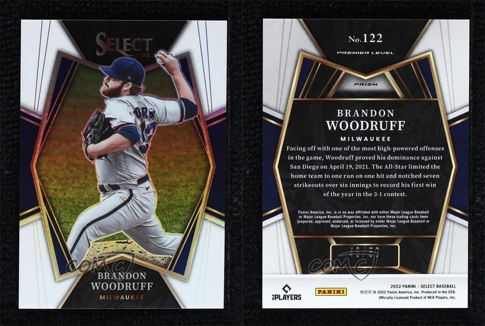 2022 Panini Select Premier Level White Prizm 48/50 Brandon Woodruff ...