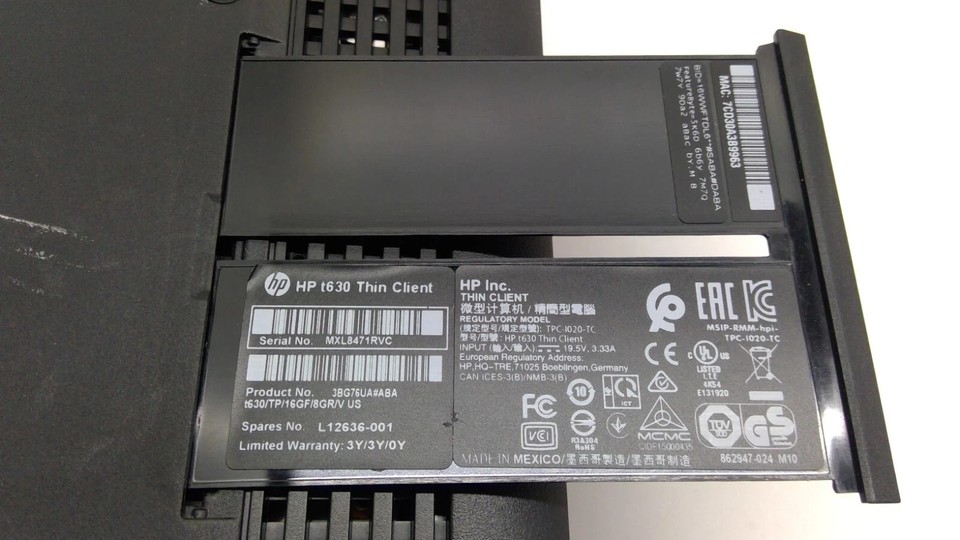 HP t630 Thin Client AMD GX-420GI@2.0GHz/4GB RAM/16GB SSD with AC ...