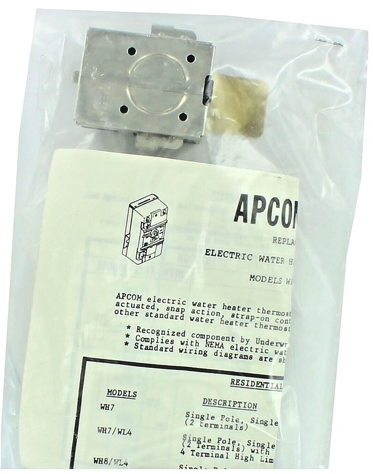 WH7 APCOM ELECTRIC WATER HEATER THERMOSTAT FOR LOWER ELEMENT THERMODISC ...