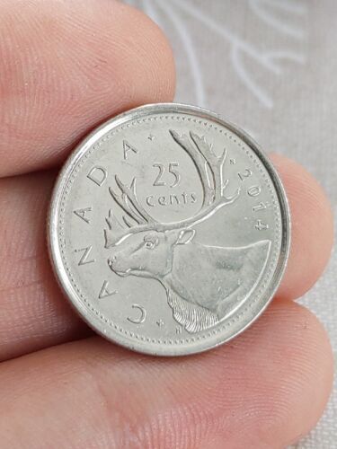 2014 Canada Twenty-five 25 cent Coin Quarter Caribou Queen Elizabeth II ...