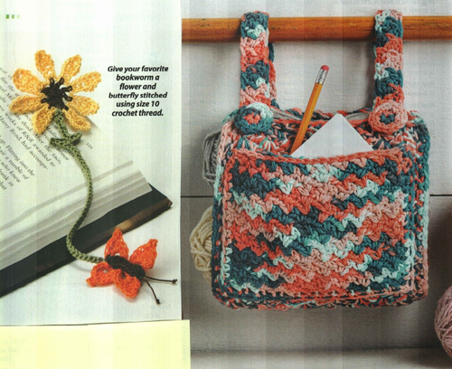 HANGING POCKET HELPER CADDY & SUNFLOWER BOOKMARK CROCHET PATTERN ...