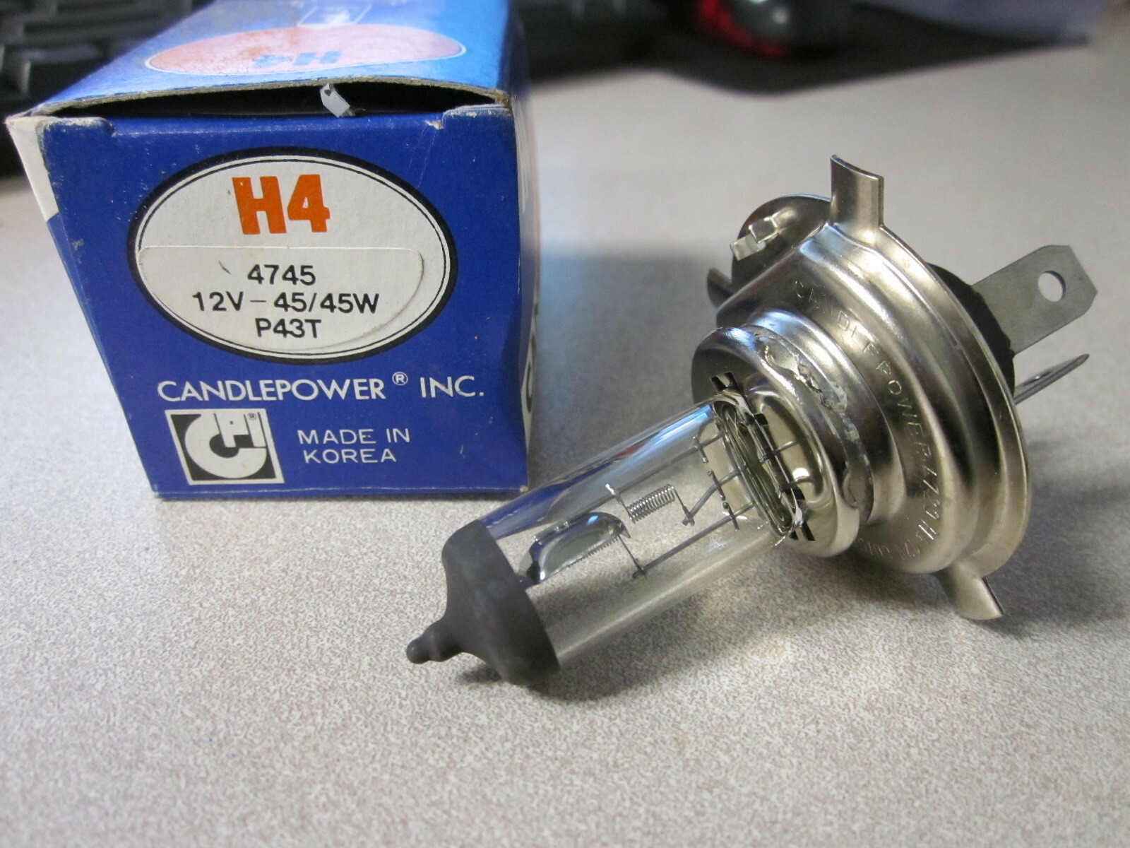 NOS Universal CandlePower 12v 45/45w P43T H4 Halogen Headlight Bulb ...