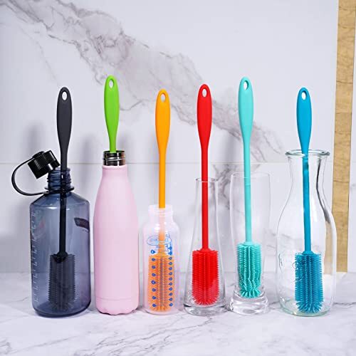 Silicone Water Bottle Cleaning Brush with Long Handle for Narrow Neck ...