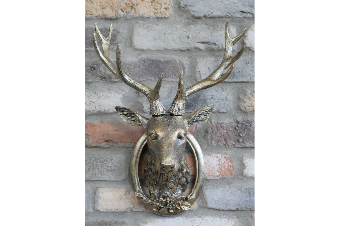 GOLD STAG BUST ANTIQUE GOLD RESIN STAGS HEAD WALL ORNAMENT, STAGS HEAD ...