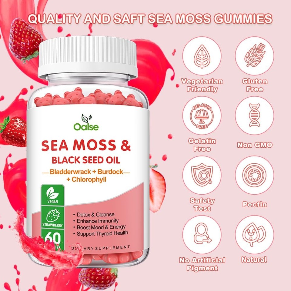 OALSE Sea Moss Gummies Adults Kids Chlorophyll Bladderwrack Burdock ...
