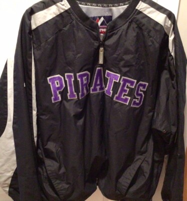 Majestic Pirates Windbreaker 2XL Black W Purple Writing Lot160441 | eBay
