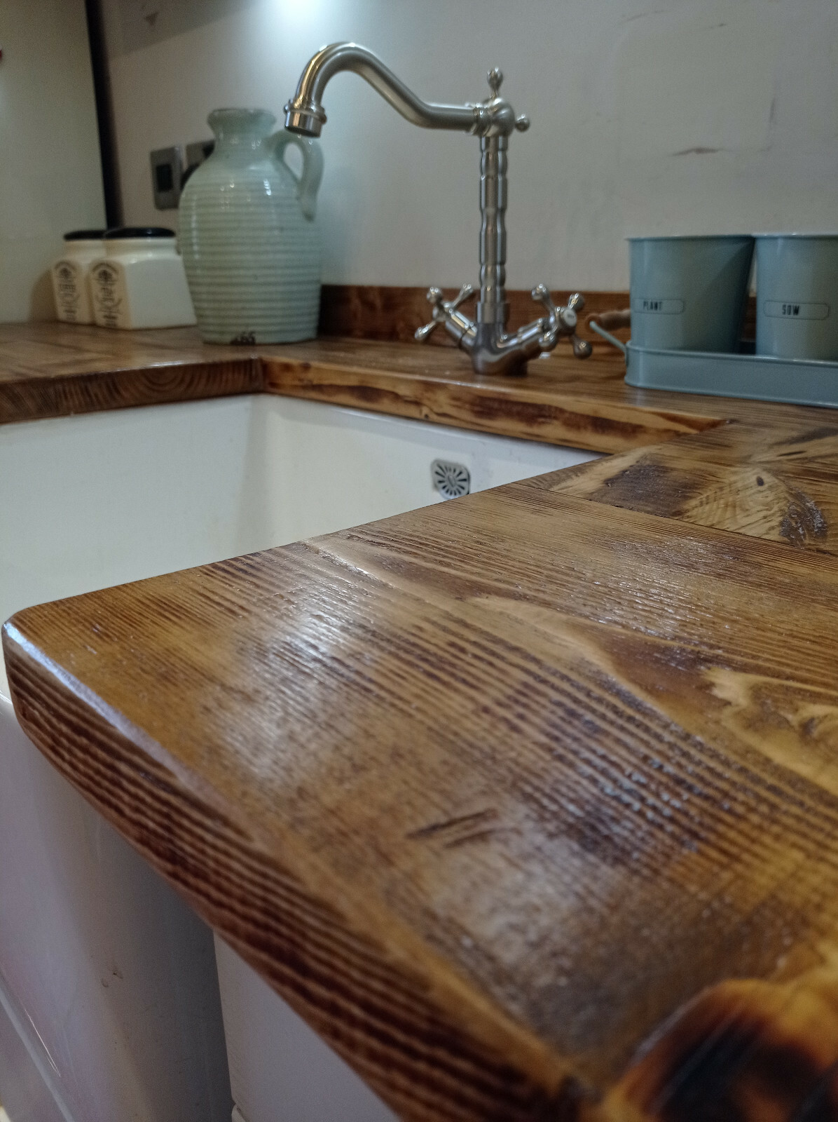 Bespoke rustic kitchen worktops soild pine wood 40mm thk | eBay UK