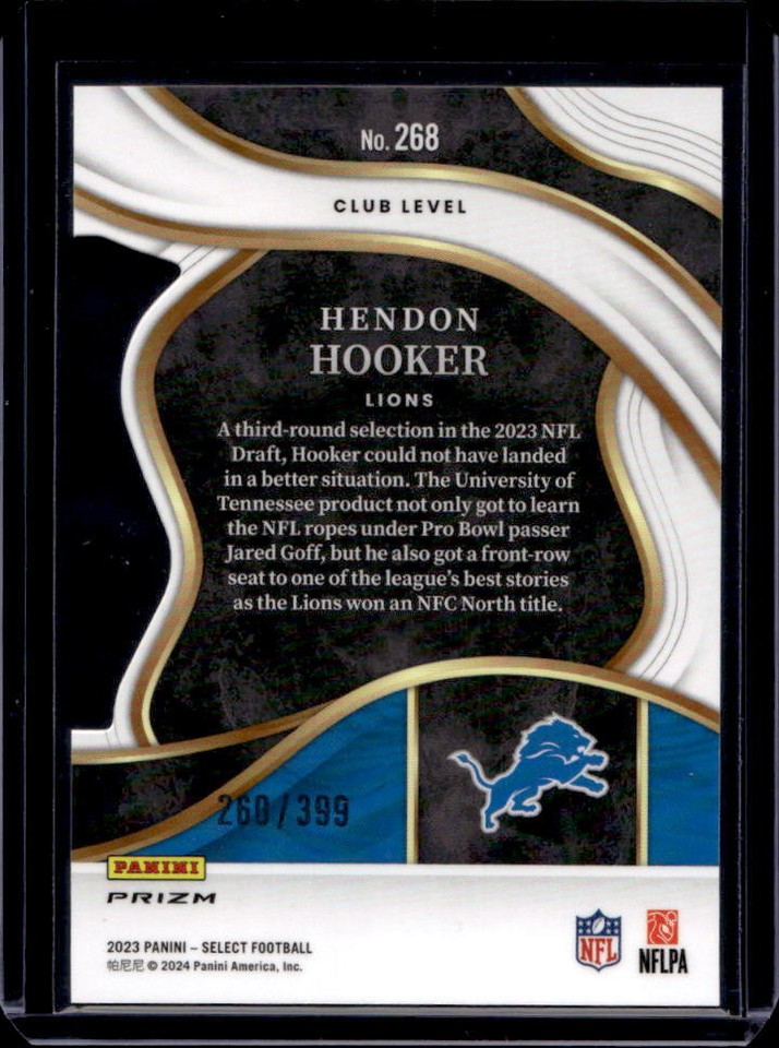 2023 Select Hendon Hooker Orange Prizms Die Cut Club Level RC #260/399 ...