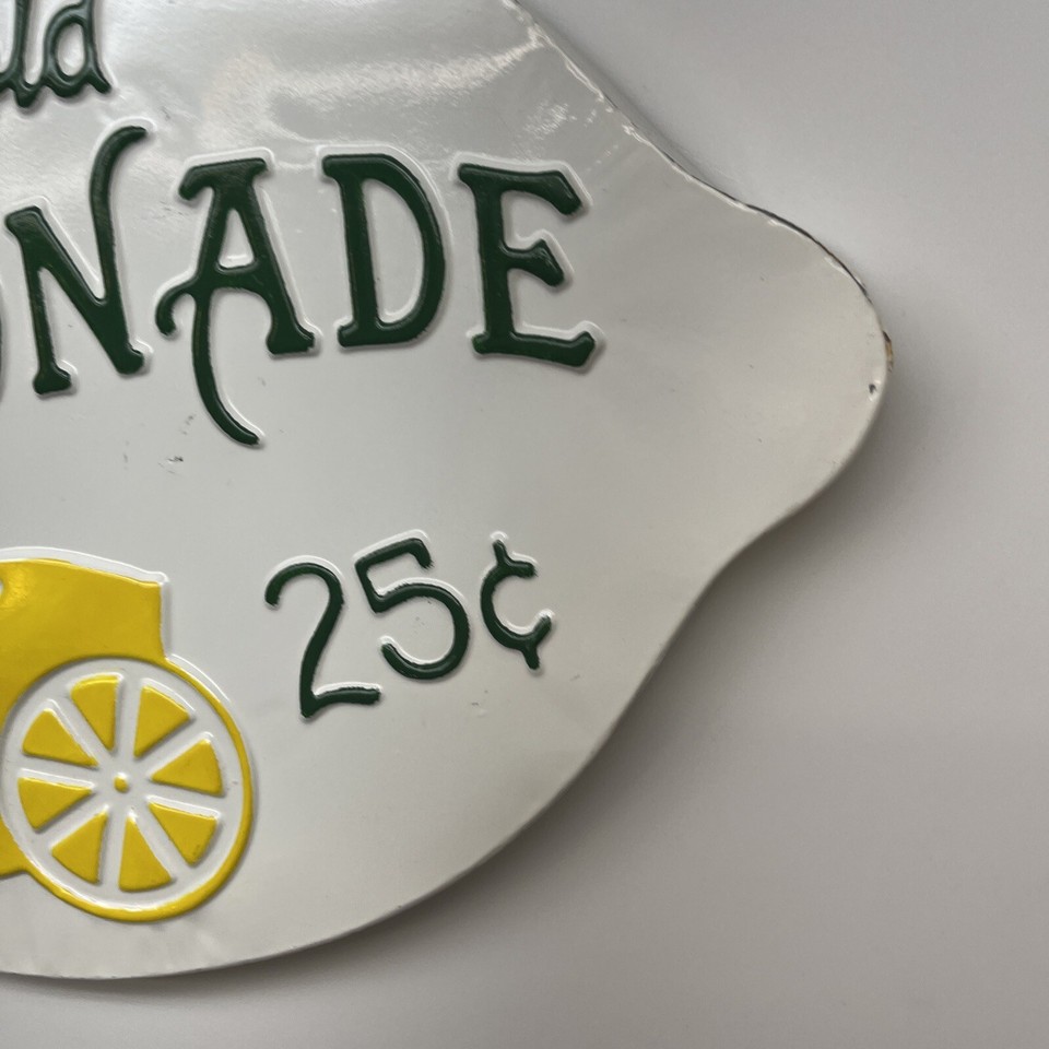 Ice Cold Lemonade 25 Cents Metal Embossed Easy Hanging Sign, Repop Fun ...