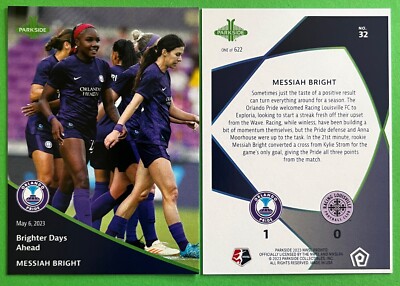 Messiah Bright 2023 Parkside NWSL Pronto Week 6 Rookie #32 /622 DASH ...