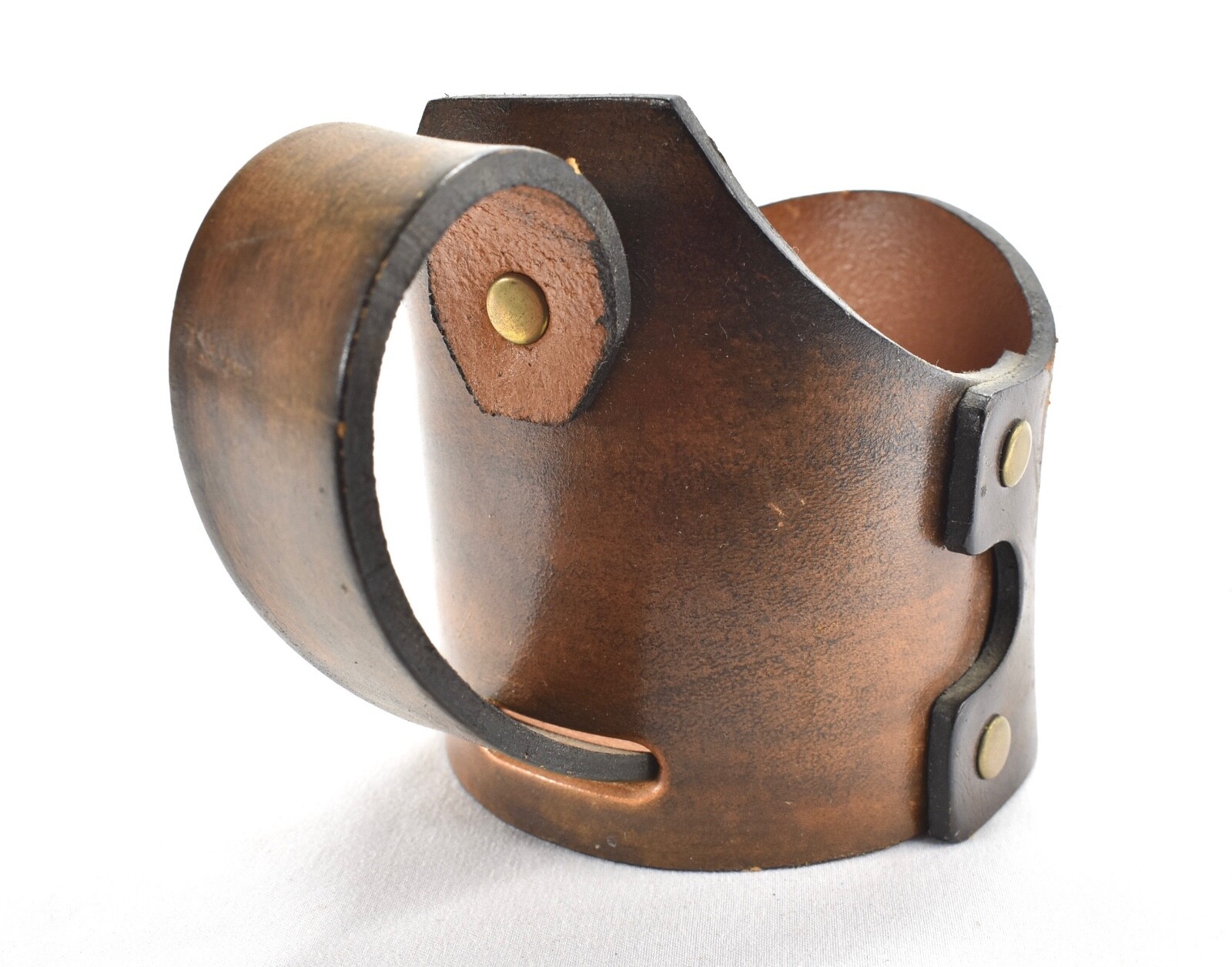 Vintage Tooled Leather Mug Holder with Handle | eBay