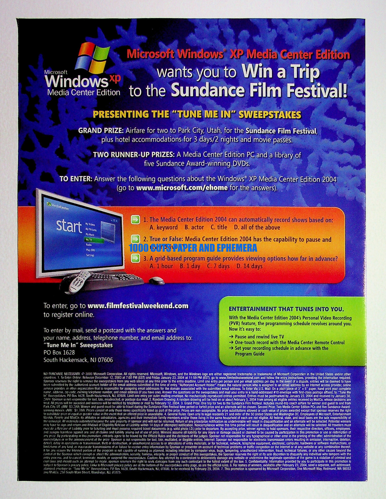 Microsoft Windows XP PC Computer OS 2003 Trade Print Magazine Ad Poster ...