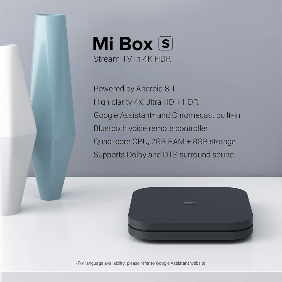 Xiaomi Mi Box S 2nd Gen 4K Android TV HDR Wireless Smart Streaming ...