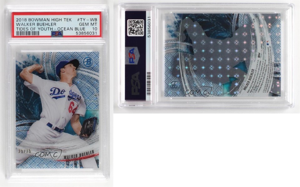 2018 Bowman High Tek Tides of Youth 25/25 Walker Buehler PSA 10 Rookie ...