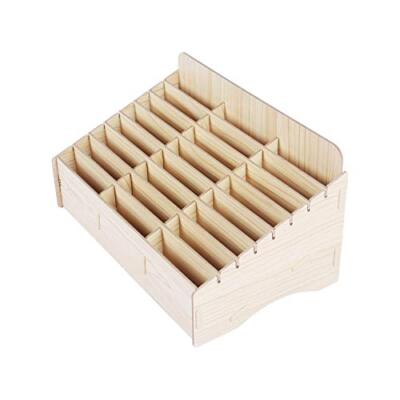24 Grid Wooden Desktop Storage Box Mobile Phone Management Storage Box ...