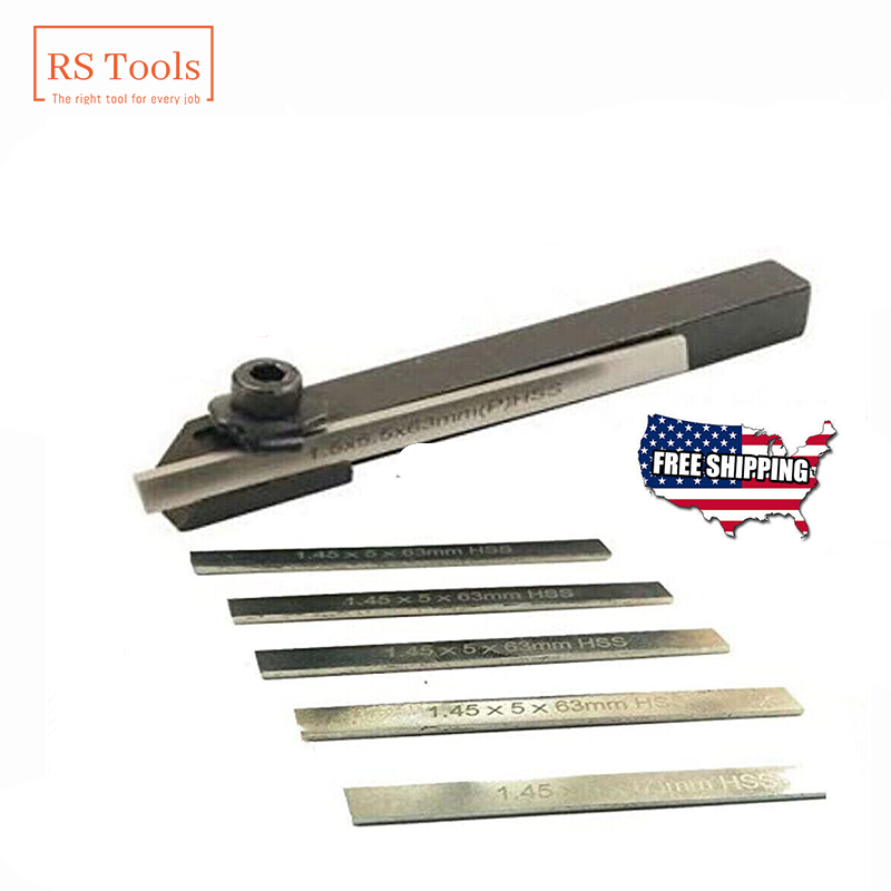 10mm Small Mini Lathe Cut Off Parting Tool Holder With 6 Pcs M2 HSS ...