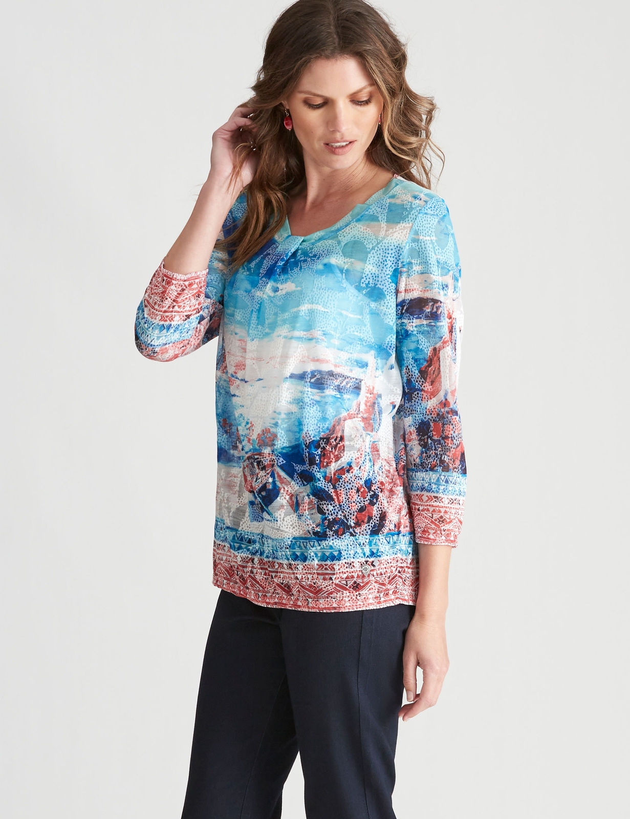 W LANE - Womens Summer Tops - Beige Tshirt / Tee - Cotton - Abstract ...