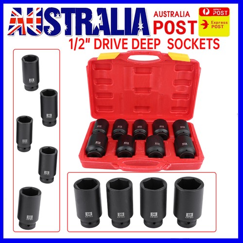 9Pcs 1/2" Deep Impact Socket Drive Hub Nut Socket Set 29-38mm 40 chrome ...