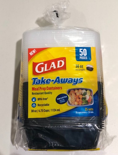 Glad 50 Piece Meal Prep Containers Food Storage Disposable Plastic ...